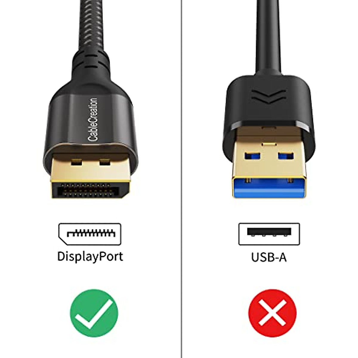 CableCreation 8K DisplayPort Cable 1.4, 6FT DP Cable,8K@60Hz, 4K@144Hz, 1080P@240Hz HBR3 Support 32.4Gbps, HDCP 2.2, HDR10 FreeSync G-Sync for PC, Laptop to TV, Gaming Monitor and Graphics