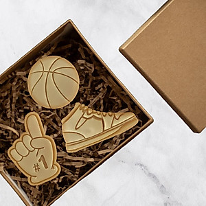 Moose Goods Basketball Cookie Cutter Set of 5 - Sports Cookie Cutters Shapes & Stamp, Basketball Jersey Cookie Cutter for DIY Baking Supplies - Basketball Shirt Cookie Cutter & Sneaker Cookie Cutter