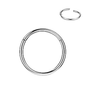 FANSING Nose Hoop Surgical Steel Nose Rings for Women Men Septum Jewelry Hinged Cartilage Earring Hoop for Nostril Helix Tragus Daith Conch Lip Rook Ear Lobe Piercings Silver 18 Gauge 8mm