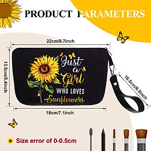 Sunflower Gifts Bag for Women Just A Girl Who Loves Sunflowers Cosmetic Bag Sunflower Pouch Makeup Bag Sunflower Purse Makeup Bag with Zipper Pencil Clutch Sunflower Clutch Travel Bags