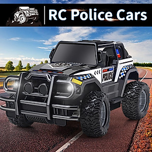 Bloolilies Remote Control Police Car, Remote Control Car for Boys 4-7, 1:20 Scale Rc Truck with LED Headlights Racing Car Toys Birthday Gifts for Kids Age 3 4 5 6 7 8+