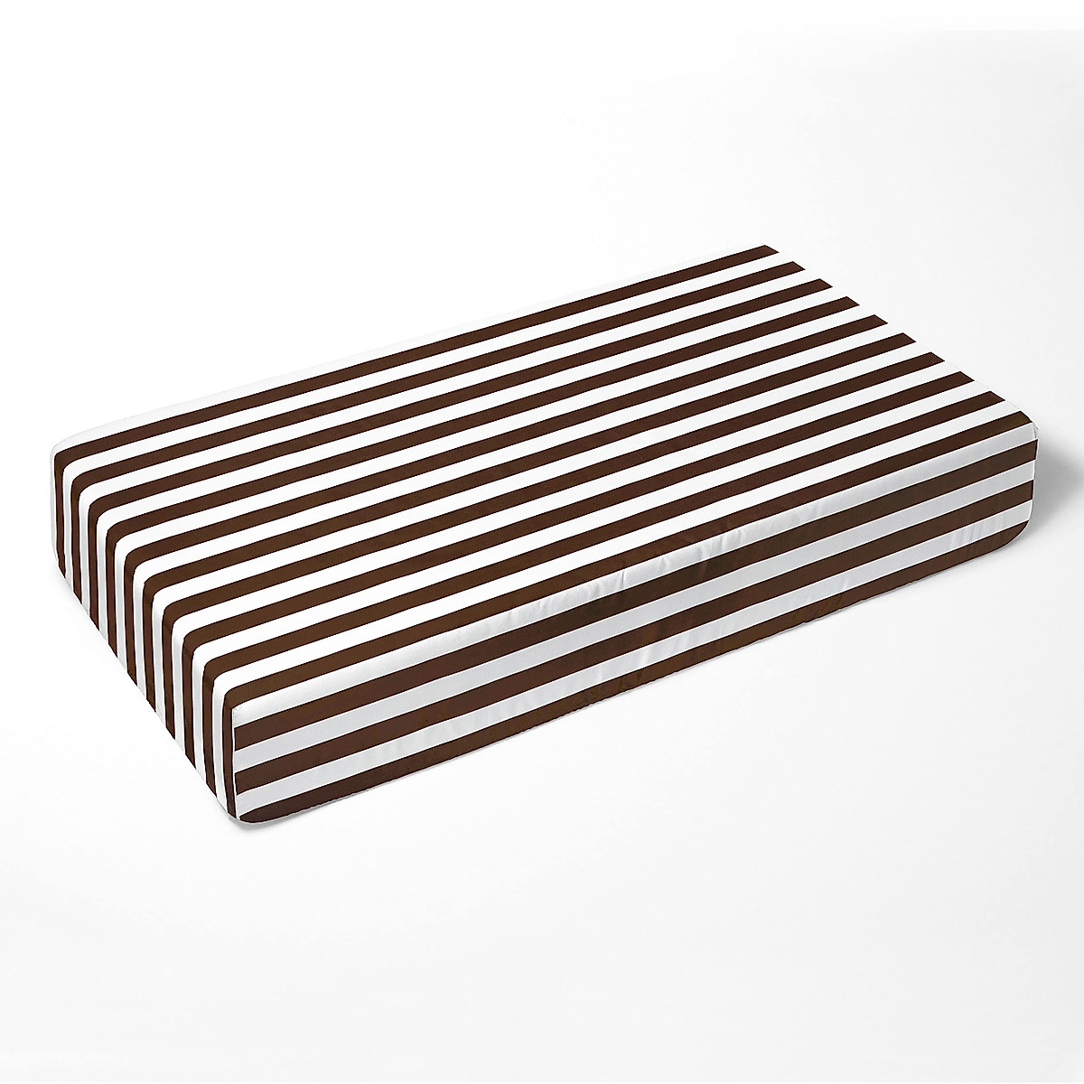 Bacati - Stripes White/Chocolate Percale Crib Fitted Sheet