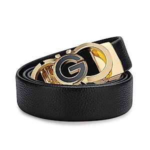 VANNANBA Leather ratchet Belts for Men Automatic Buckle Casual Work Dress Belt with Gift Box
