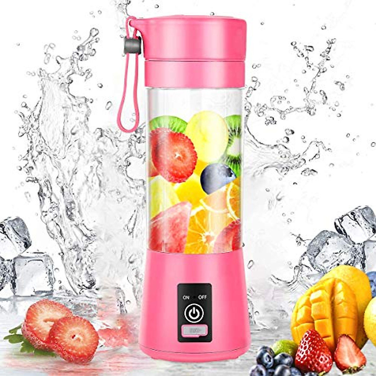 Portable Blender, Personal Mini Blender with 380ML for Smoothies and Shakes, USB Rechargeable Blender for Home, Kitchen, Office, Travel, Gym, Picnic (PINK)