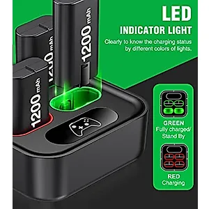 Charger for Xbox One Controller Battery Pack with 4 x 1200mAh USB Rechargeable Xbox One Battery Charger Station for Xbox Series X|S, Xbox One S/One X/One Elite Controllers-Accessories Kit for Xbox One