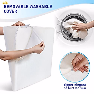 Bed Wedge Pillow Cooling Memory Foam Top – 8" 24" 24" Elevated Support Cushion, Triangle Wedge Pillow for Sleeping, Lower Back Pain, Acid Reflux, Heartburn, Allergies, Snoring – Removable Cover