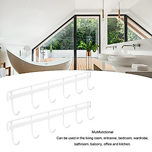 Okuyonic Wall Mounted Coat Rack, 304 Stainless Steel Simple Easy Installation Decorative 2pcs Rust Proof Coat Rack for Bedroom for Bathroom (6 Hooks 2 White)