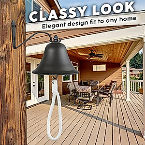 Upstreet Outdoor Bell & Indoor Dinner Bell/Made of Black Large Bell, Cast Iron Bell, Ideal for Wall Mounted Bell, Bracket Mounts Metal Dinner Bell and Hanging Bell for Home, School or Church