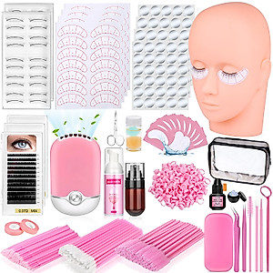 404 Pcs Professional Lash Extension Supplies Kit with Lash Clusters,Lash Fan, Extension Glue,Eyelash Remover,Tweezers, Eyelash Extension Kit for Beginners