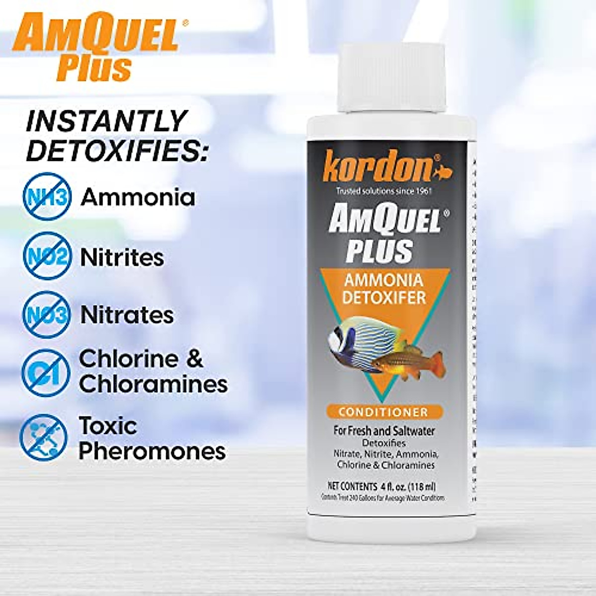 KORDON #33444 AmQuel Plus for Aquarium, 4-Ounce
