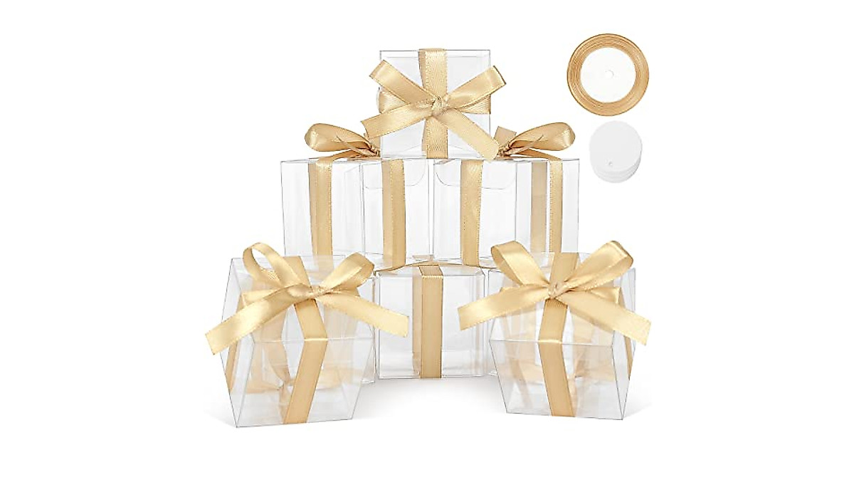 COTOPHER 35 Clear Gift Boxes for Favors – 4x4x4 Inches Party Boxes