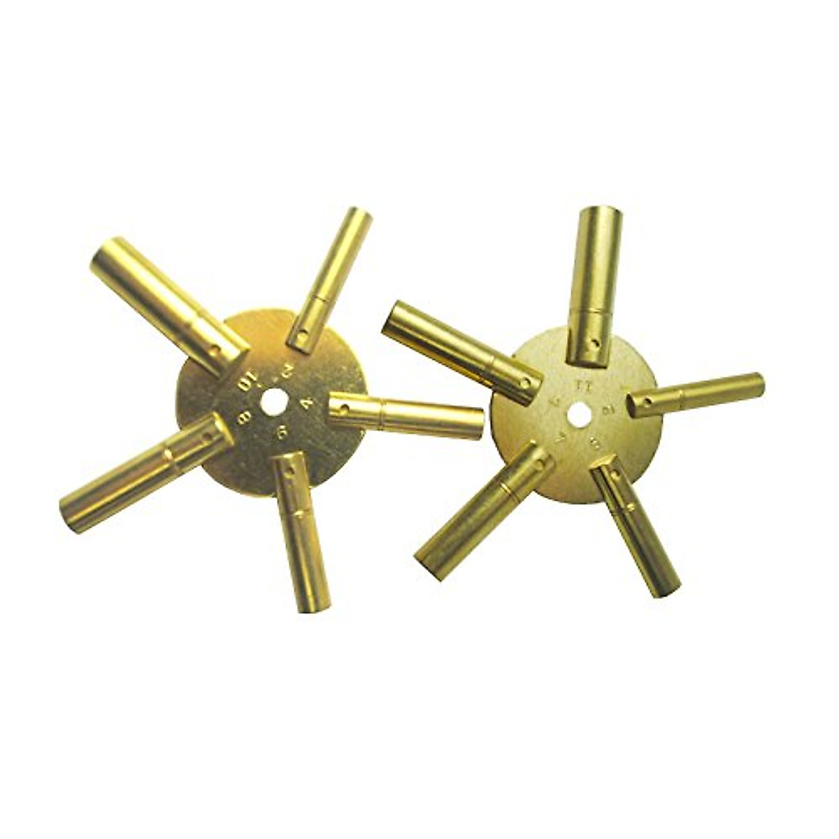 Brass Blessing : 2 pieces 5-in-1 Odd/Even Number Brass Clock Winding Key (5025)