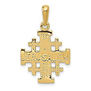 FindingKing 14K Yellow Gold Jerusalem Cross Pendant Charm