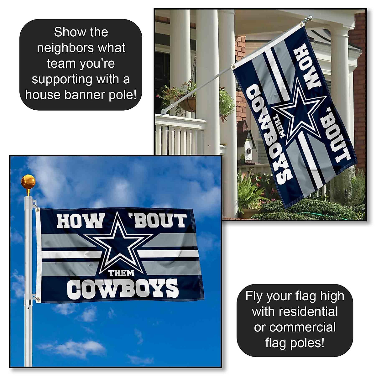 WinCraft Dallas Cowboys How Bout Them Cowboys Flag Outdoor Indoor 3x5 Foot Banner