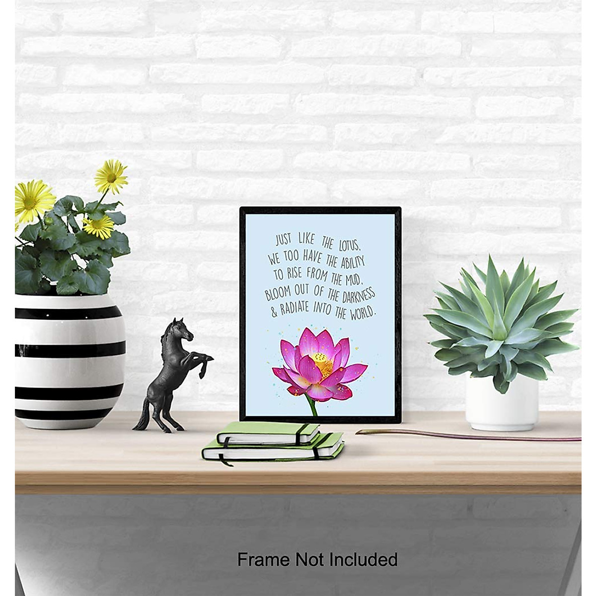 Inspirational Zen Lotus Quote Wall Art Decor Print - Spiritual 8x10 Home, Office, Apartment, Yoga Studio, Meditation Room Decor - Motivational Gift for Buddhist, Buddha Fan - Unframed Poster Print