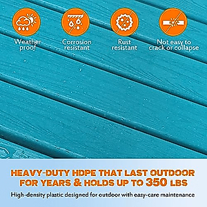 VEIKOU Rocking Chairs for Outside, HDPE Outdoor Rocking Chairs Set of 2, Heavy Duty Porch Rocker Supports 350lbs, All Weather Rocking Chair w/High Back & Wide Seat, (Blue, 2 Chairs)