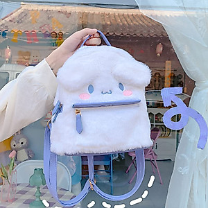 ROFOLO Cute Cartoon Bag with Plush Pendant Backpack for Women, Anime Accessories Kawaii mini Backpack