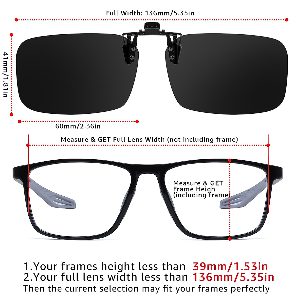 Trysee Clip on Sunglasses Over Prescription Glasses for Men Women Polarized Flip Up for Eyeglasses Anti Glare TS309