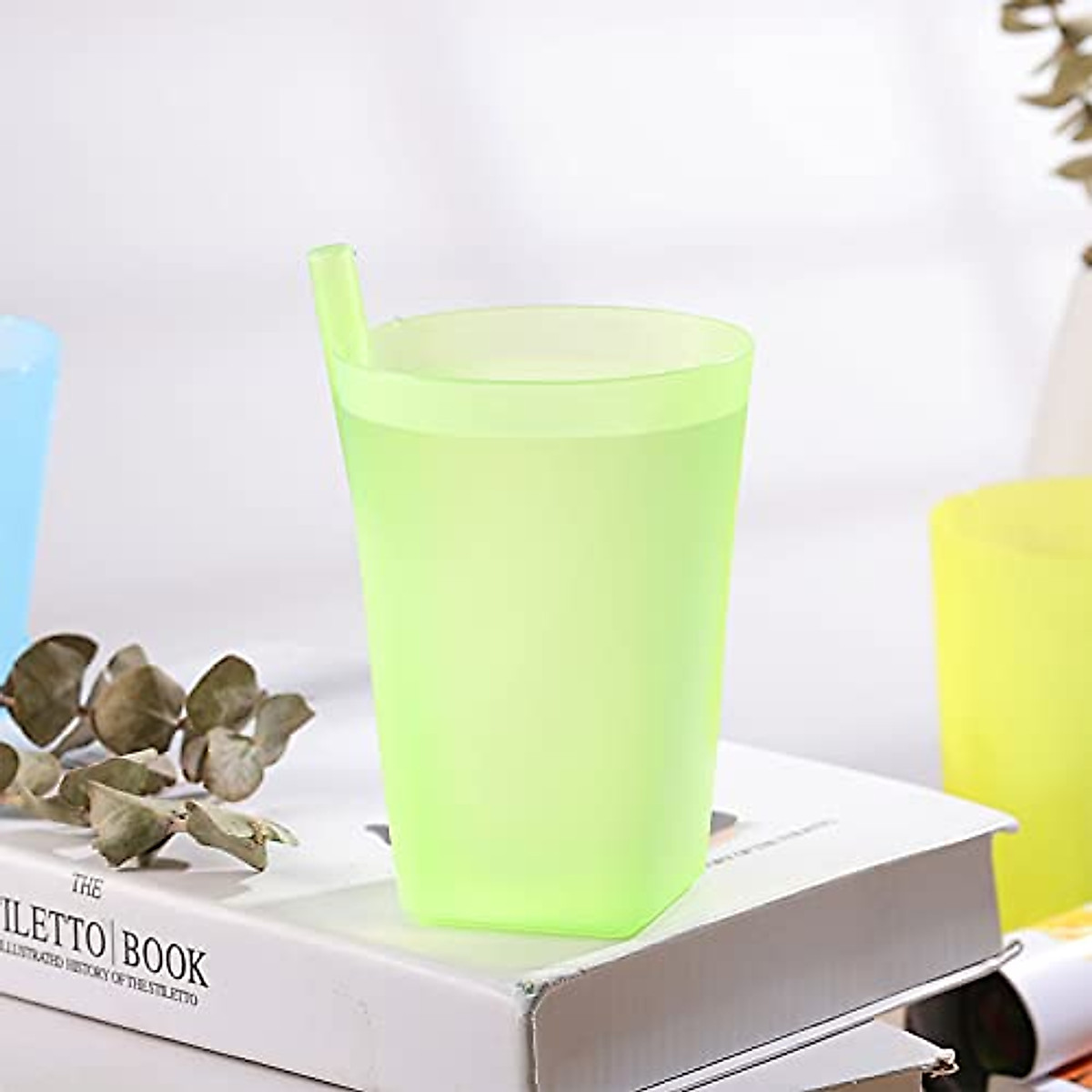 EXCEART Children Sippy Cup 4Pcs Toddler Sip Cups with Built in Straw Kids Drink Cups with Straws