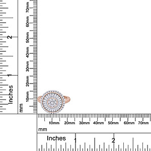 AFFY Round & Baguette Shape White Cubic Zirconia Sun Eternity Cluster Ring in 14K Rose Gold Over Sterling Silver,Ring Size-8.5