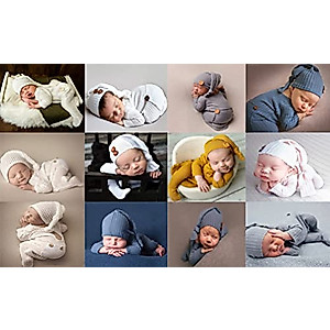 Fashion Newborn Boys Girls Baby Photo Shoot Props Outfits Crochet Clothes Long Tail Hat Pants Photography Props (white)