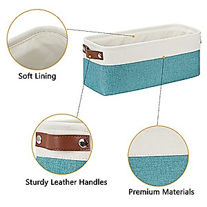 DULLEMELO Collapsible Bundle Baskets 2 Large Baskets 17"x12"x15" + 2 Narrow Baskets 15"x6"x5.5"（White&Teal)