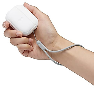 Spigen Silicone Fit Designed for AirPods Pro 2nd Generation Case 2022/2023 (USB-C/Lightening Cable) Airpods Pro 2 Case with Lanyard - White/Gray