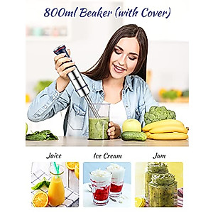 YISSVIC Hand Blender 1200W 5 In 1 Immersion Blender 12 Speed Stick Blender with 500ml Food Grinder 700ml Container Chopper Whisk Puree Infant Food, Smoothies, Sauces Soups