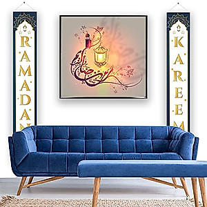 BTZO Ramadan Kareem Porch Banner,Eid Mubarak Door Banner Decoration Hanging Cover Sign for for Home Ramadan Eid Al-fitr Party Supplies