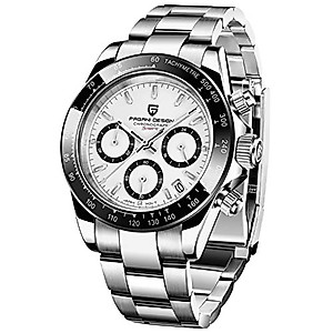 Pagani Design Daytona Homage Men's Quartz Watches Japan Movement Ceramic Bezel Stainless Steel Band Screw-in Crown Waterproof Sport Chronograph Watch