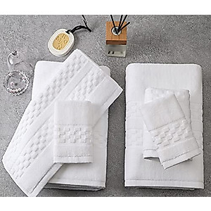 Hotel Collection_6 Piece Hand Towels Set, 6X (28'' x 16''), 100% Turkish Cotton, Absorbent, Decorative & Soft, Luxury Quality, Large Towels for Bathroom, for Hotel, Spa, Home and Commercial Use/White.