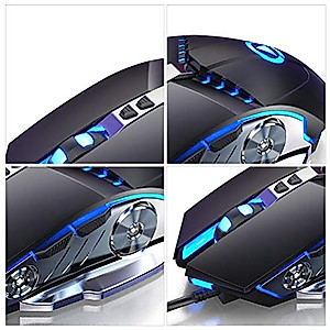 Silent Gaming Mice Mice Portable PC Silent Wired RGB Gaming with 7 Color Backlight PC Computer Gaming Mice for Windows PC Gamers (Black) Mouses Portable Pc Office Pc