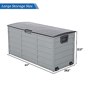 VINGLI 75 Gallon Outdoor Storage Box, Patio Deck Box Furniture with Lockable Design, Plastic Storage Containers with Lid for Garden | Pool | Balcony | Yard, Grey