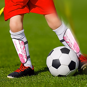 Shin Guards Soccer Youth Kids Football Shin Pads Boys Girls Toddler Adult Shin Guard Calf Protective Gear Leg Equipment ShinGuards Suitable for 4 5 6 7 8 9 10 11 12 Years Old (M, Pink)