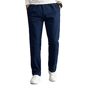 WZIKAI Mens Cargo Pants,Elastic Waist Sweatpants for Men Casual Long Trousers Light Jogger Pants Navy Blue M