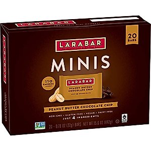 Larabar Peanut Butter Chocolate Chip Mini Bars, Gluten Free Vegan, 20 ct