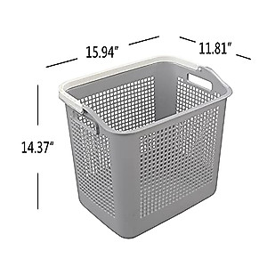 Morcte 4-Pack 35 L Plastic Laundry Hamper with Handles, Dirty Clothes Storage Basket, Gray