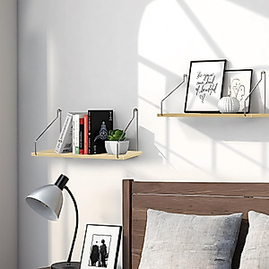 MYITYARD Floating Shelves for Wall Mounted, 15.75" L × 7.87" W Home Decor Wood Shelf Set of 2 for Living Room, Bedroom, Bathroom, Kitchen