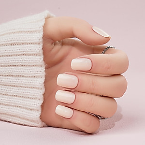 Press on Nails Short Square, Jofay Fashion 24Pcs Reusable Acrylic Fake Nails Gel-Like Solid False Nails Kit with Nail Glue Adhesive Tabs Nail File, DIY Home Salon Manicure for Women (Point Pink)