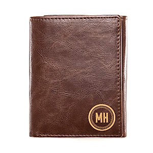 Swanky Badger NEW Personalized Wallet – Trifold Wallet (Brown Circle)
