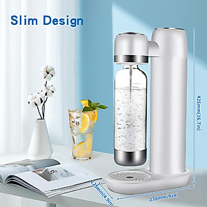 spoonlemon Soda Maker, Soda Streaming Machine for Home, Soda Machine with 1L BPA Free PET Bottle, Compatible with Any Screw-in 60L CO2 Exchange Carbonator (NOT Included), White