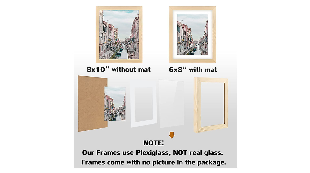 8x10 Solid Wood Picture Frames - 6 Pack for Display