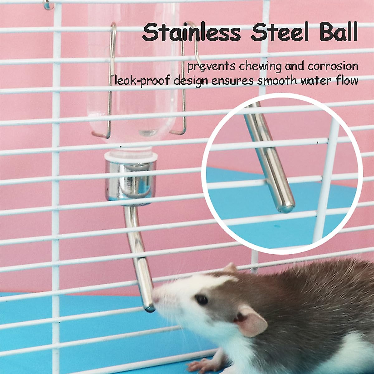 MANON ROSA Hamster Water Bottle -Leakproof Hanging Dispenser for Small Pet Cages: Hedgehogs Guinea Pigs Sugar Gliders Squirrels Syrian Dwarf Gerbils Mice Rats Degus Rodents (Small(180ml))