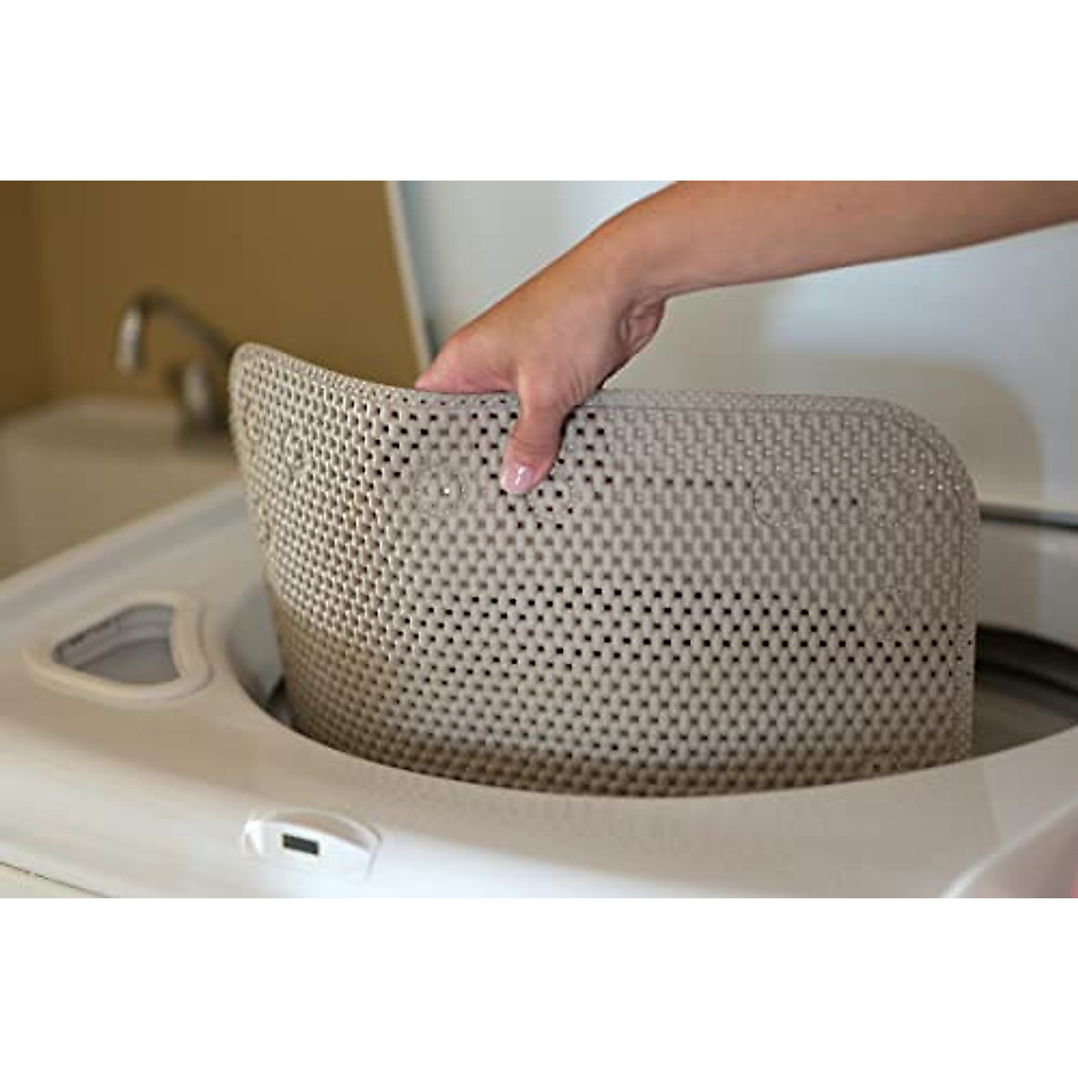 Clorox by Duck Brand Cushioned Foam Bathtub Mat, Non Slip Bath Mat with Suction Cups For Comfort and Safety, 17" x 36", Taupe