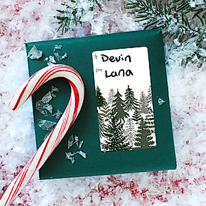 DISTINCTIVS Evergreen Tree Christmas Gift Tags, Self-Adhesive Stickers – 75 Labels, Woodland Forest Greenery Holiday Gift Wrap Tags