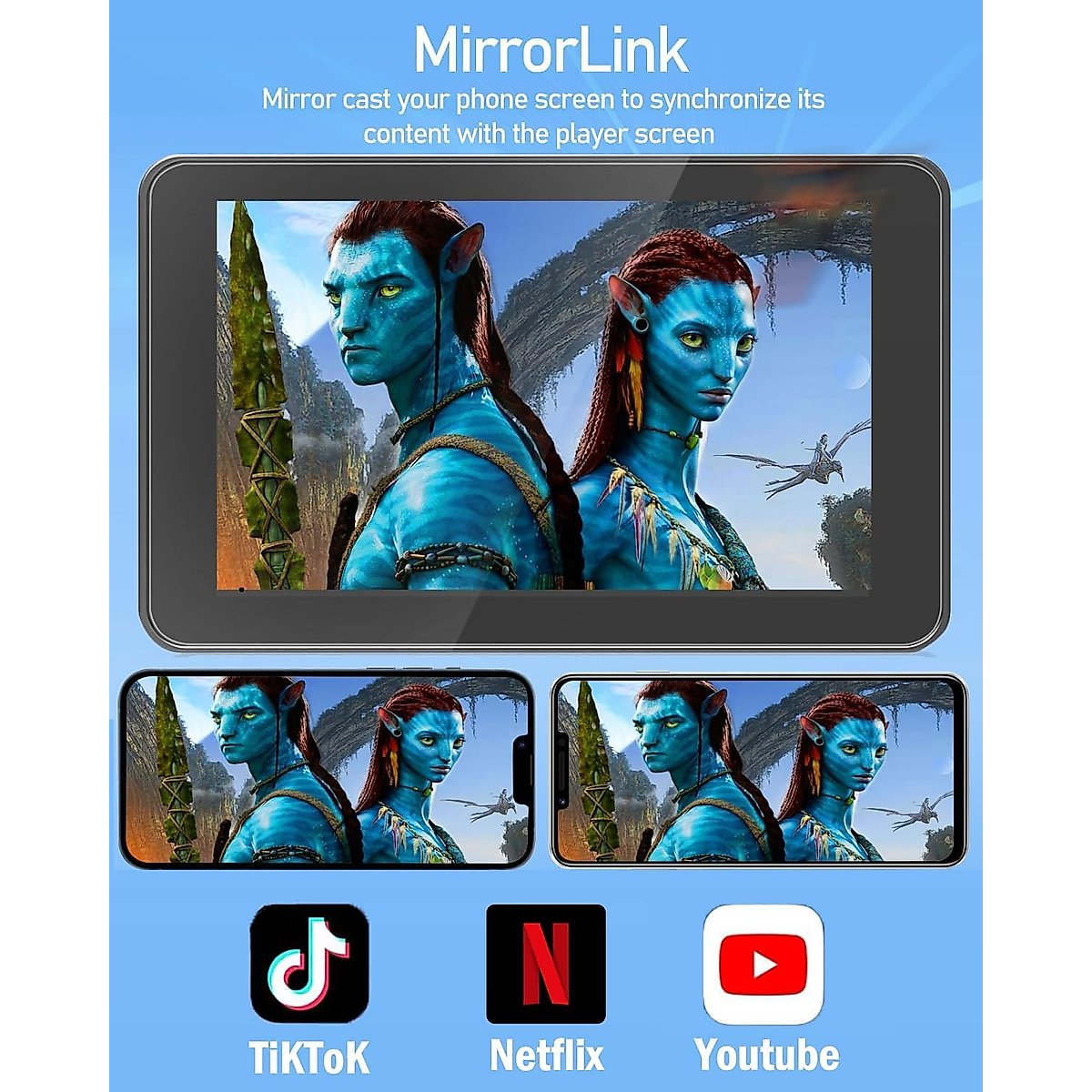 Wireless Car Stereo Compatable with Apple CarPlay and Android Auto,7" HD Portable Bluetooth CarPlay Touch Screen for Car,with Backup Camera Car play for all cars
