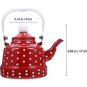 Tea Kettle Ceramic Enameled Teapot Red Dot Tea Kettle Stainless Steel Water Boiling Pot For Kitchen Stovetop 1.7L