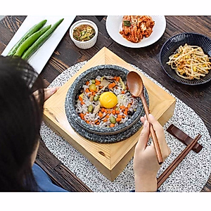 Jangsoo Gopdol Natural Giblet Pot Dolsot Pot with Stone Lid for Nutrition Rice Steamer (Large 7 X 3.5 inch)