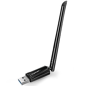 USB WiFi Adapter for Desktop PC – Inamax AC1300 Wireless Network Adapter for Laptop with Dual Band 5GHz High Gain 5dBi Antenna, Supports Windows 11, 10, 8.1, 8, 7, and XP, Mac OS 10.9-10.15