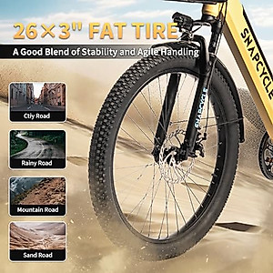 Snapcycle Stinger Electric Bike for Adults, 750W Peak Motor 28mph, 614Wh Removable Lithium Battery 40+ Mile Range, 3A Charger, 26 * 3.0 Inch Fat Tire Commuter Ebike 7-Speed